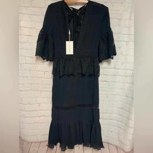 foxiedox | Dresses | New Rare Anthropologie Foxiedox Black Ruffled ...